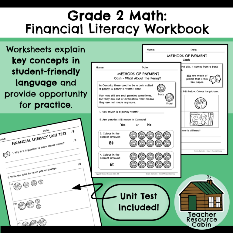 Grade 2 Financial Literacy Workbook (Ontario Math) - Teacher Resource Cabin