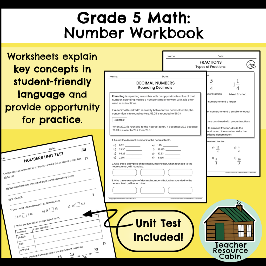 Grade 5 Number Workbook (Ontario Math) - Teacher Resource Cabin