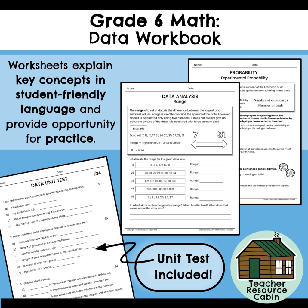 Grade 6 Data Workbook (Ontario Math) - Teacher Resource Cabin