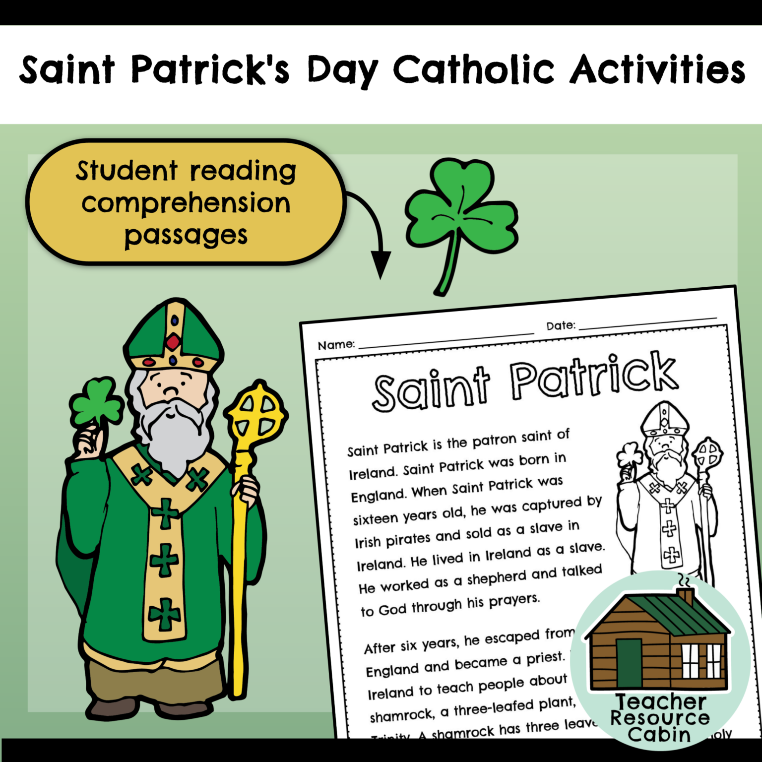 Saint Patrick's Day Catholic Activities (Grade 1-3 Religious Education ...