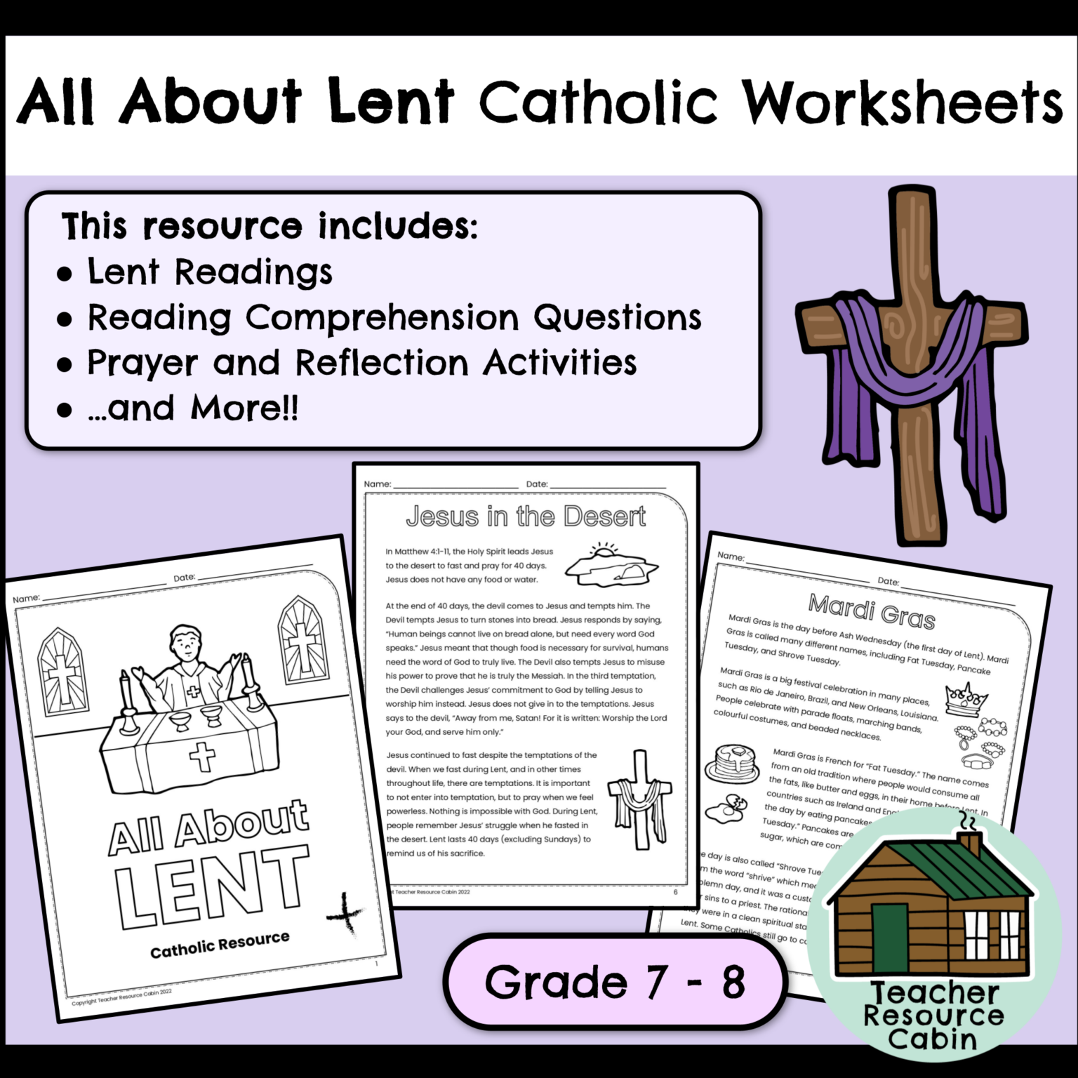 Lent Catholic Activities (Grade 7/8 Religious Education) - Teacher ...