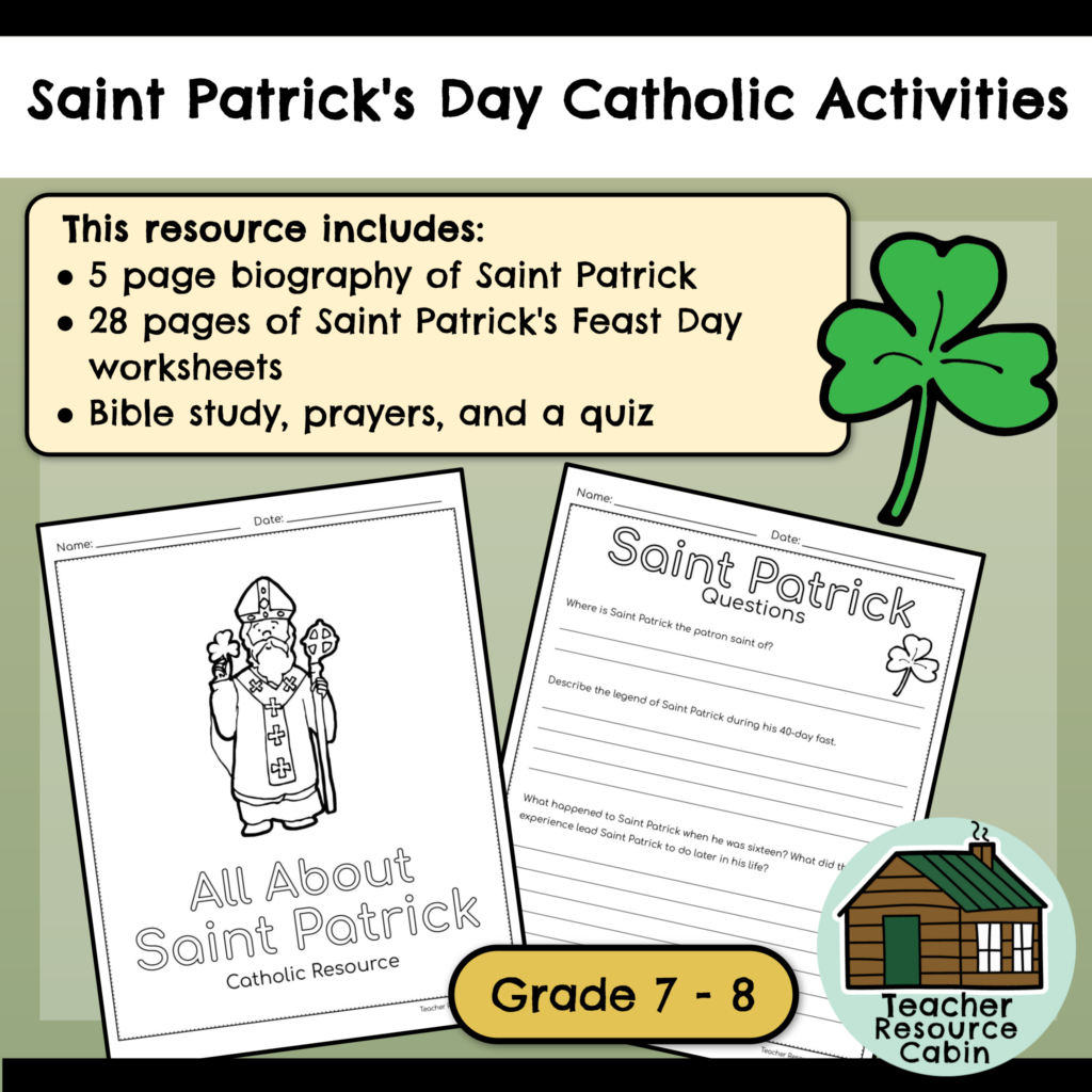 Saint Patrick's Day Catholic Activities (Grade 7-8 Religious Education ...