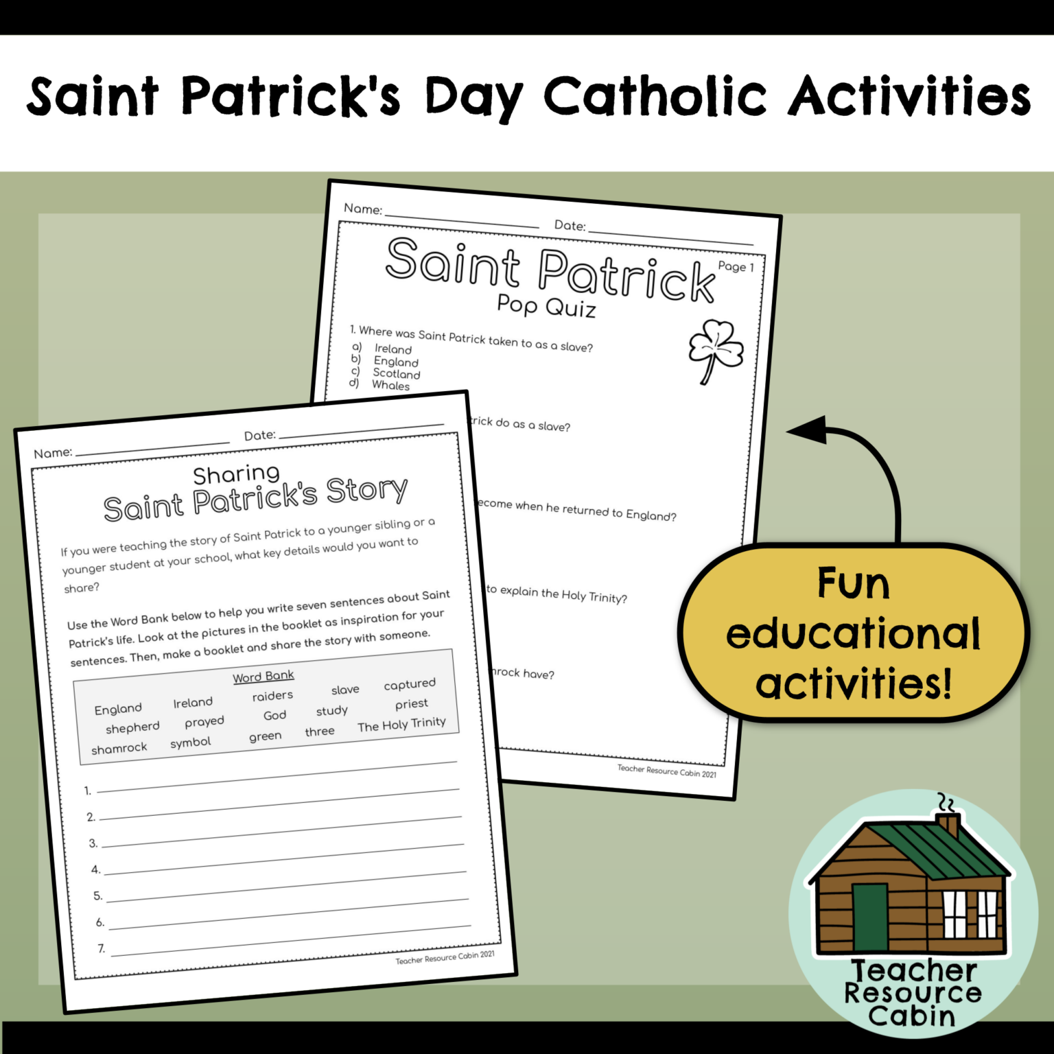 Saint Patrick's Day Catholic Activities (Grade 7-8 Religious Education ...