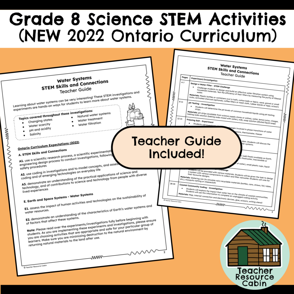 Grade 8 Science STEM Activities Bundle - Teacher Resource Cabin