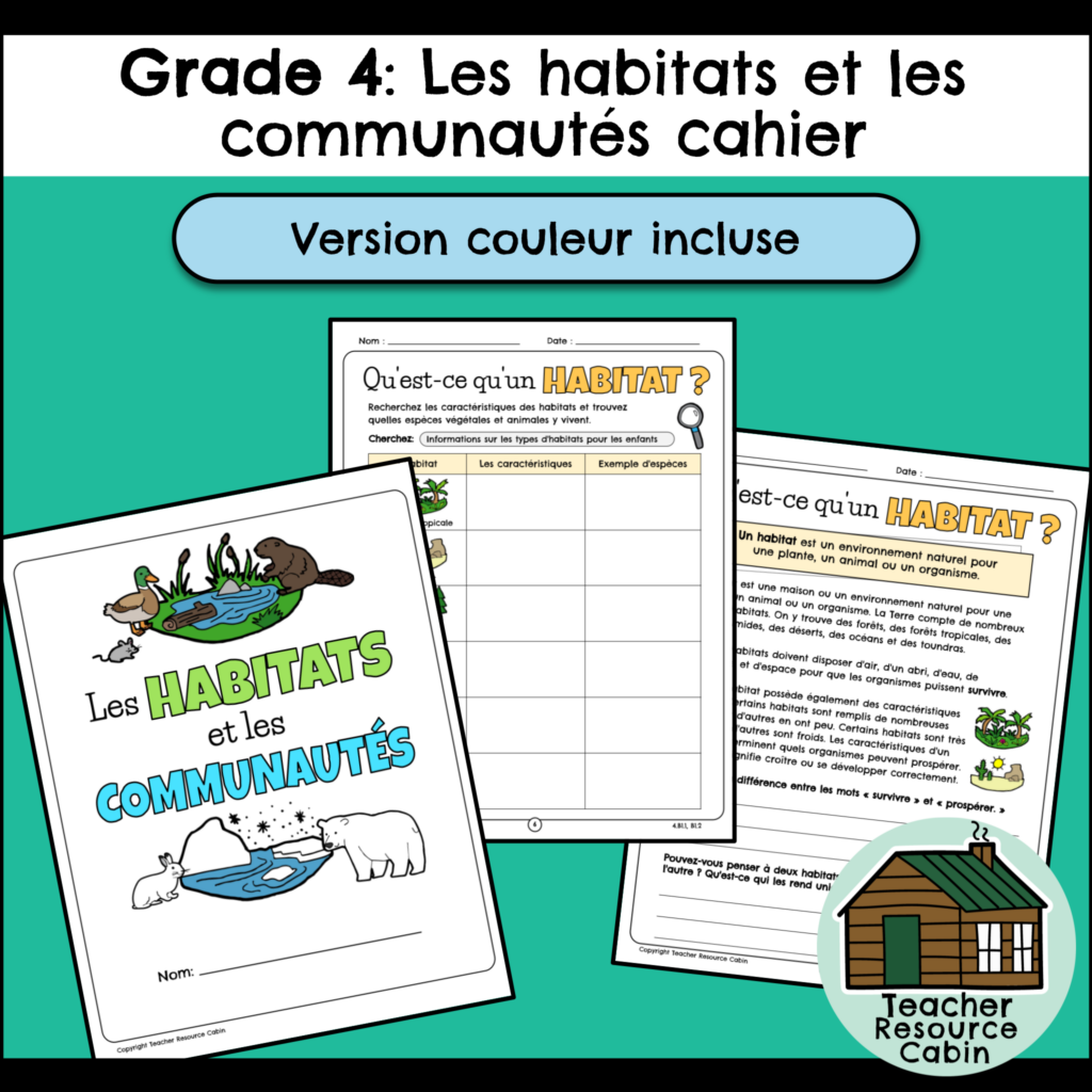 Les habitats et les communautés cahier (Grade 4 Ontario FRENCH Science ...