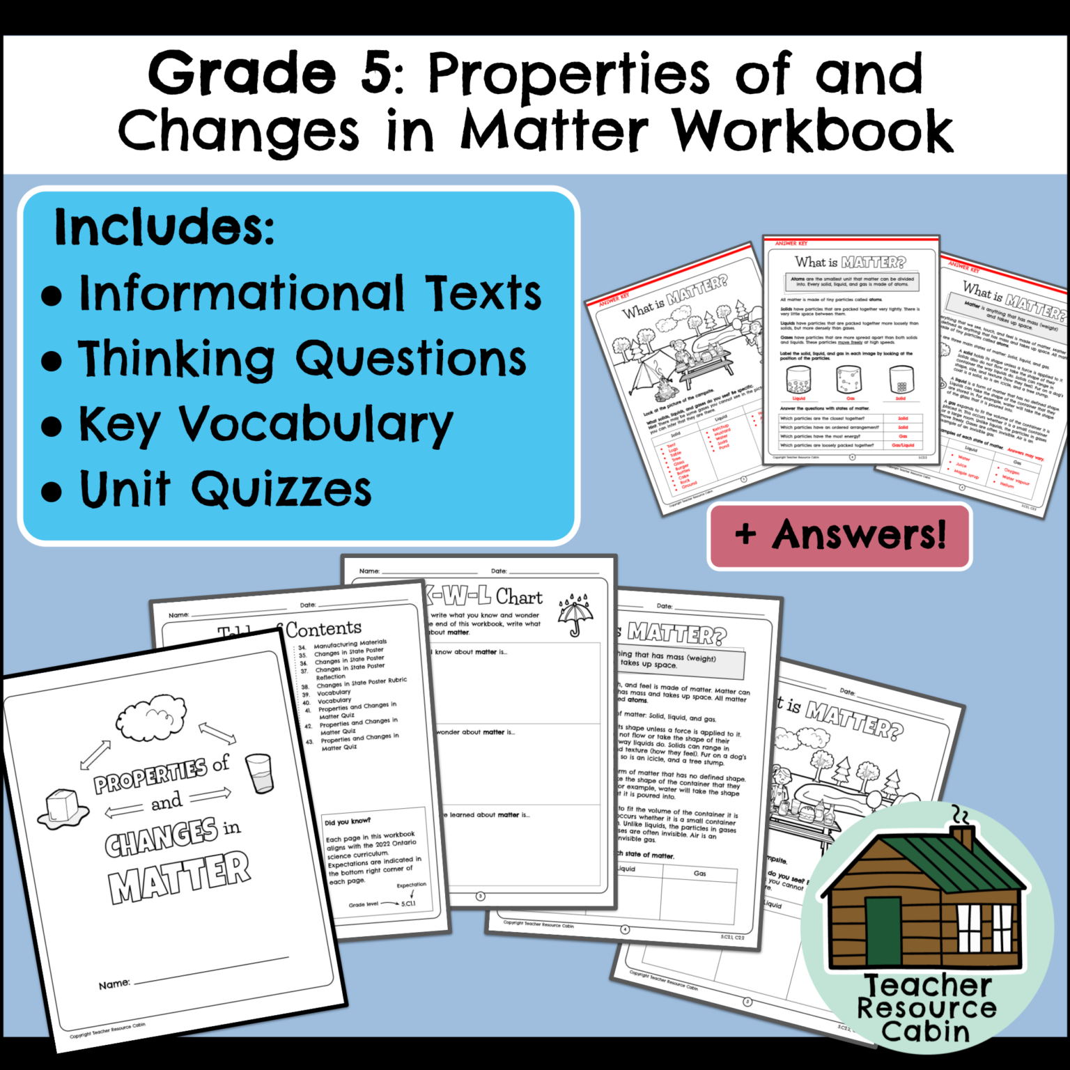 Properties of and Changes in Matter Workbook (Grade 5 Ontario Science ...