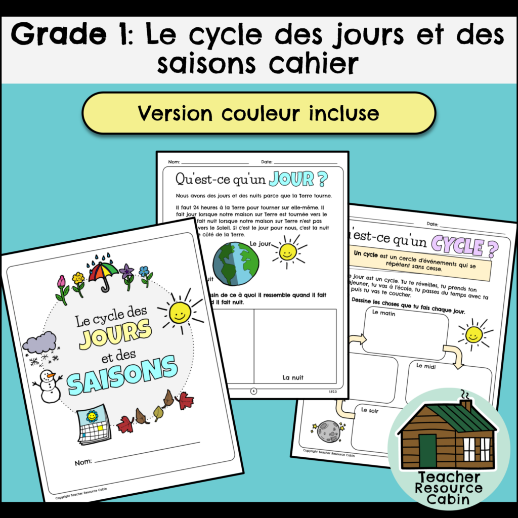 Le cycle des jours et des saisons cahier (Grade 1 Ontario FRENCH ...
