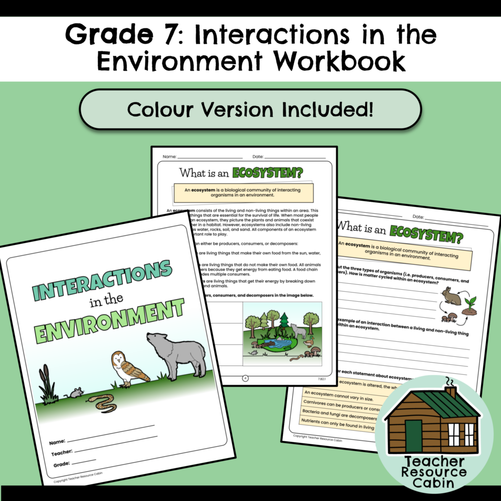 Interactions in the Environment Workbook (Grade 7 Ontario Science ...