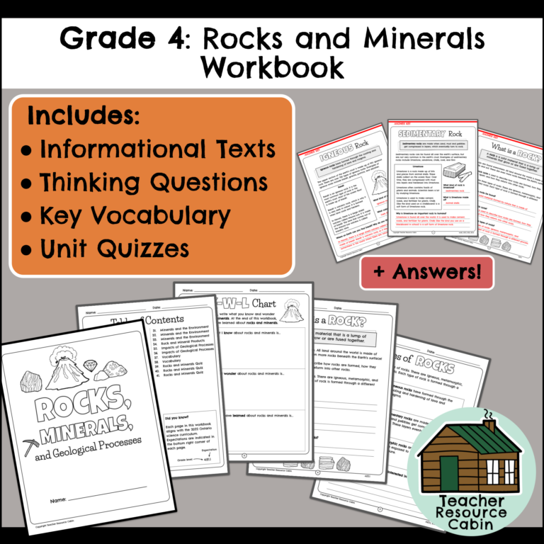 Rocks and Minerals Workbook (Grade 4 Ontario Science) - Teacher ...