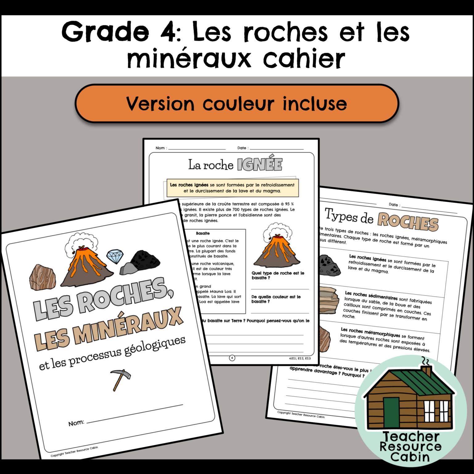 Les roches et les minéraux cahier (Grade 4 Ontario FRENCH Science ...