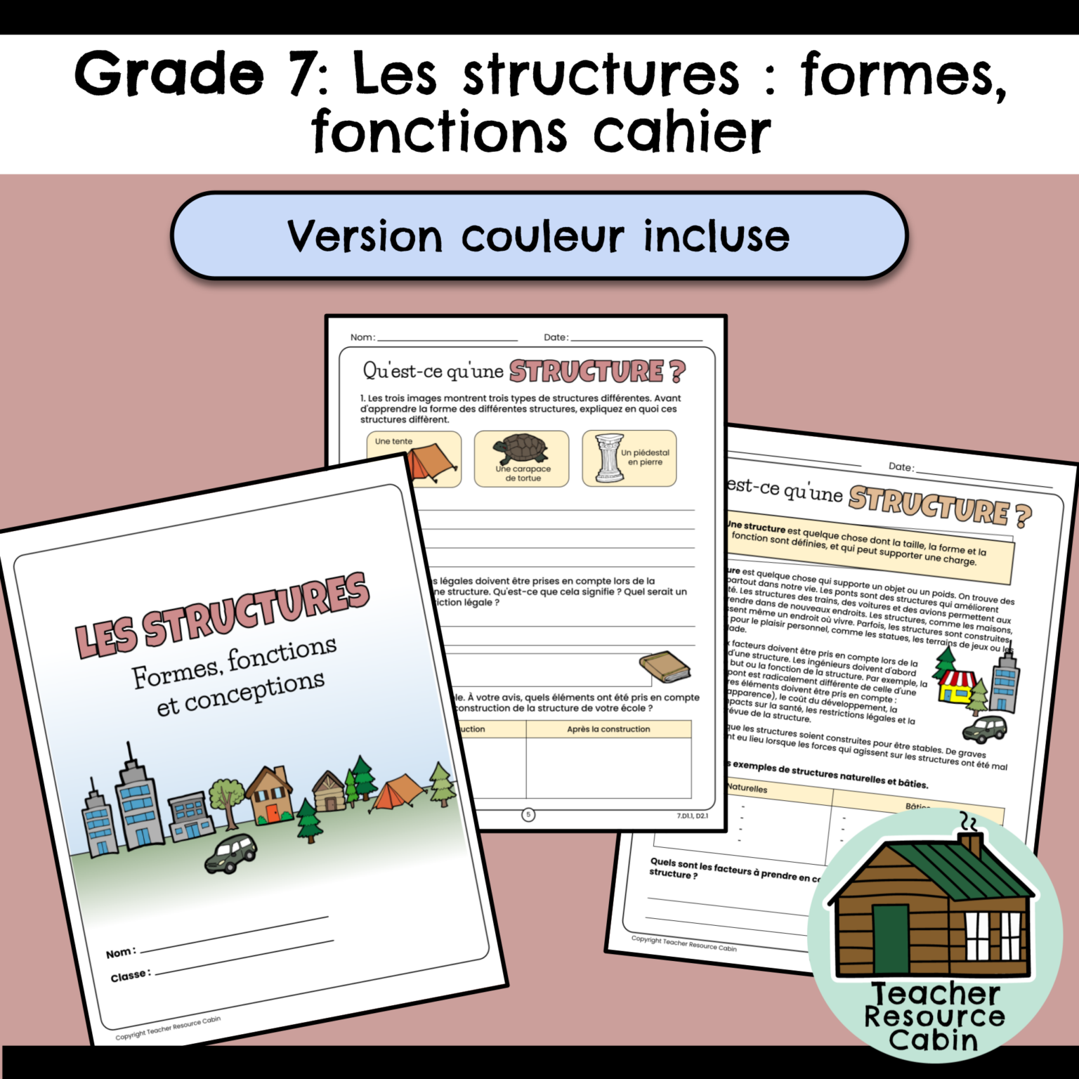 Les structures : formes, fonctions cahier (Grade 7 FRENCH Ontario ...