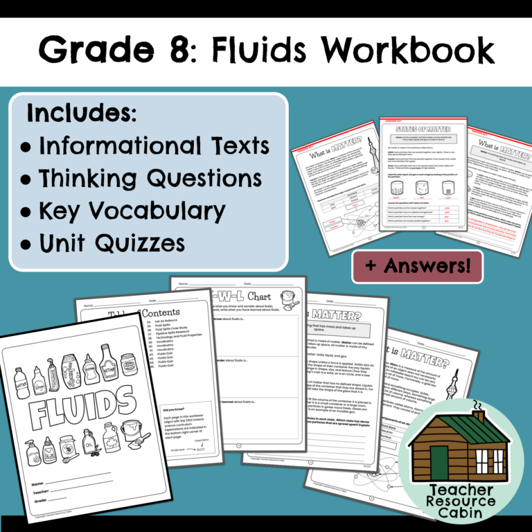 Fluids Workbook (Grade 8 Ontario Science) - Teacher Resource Cabin