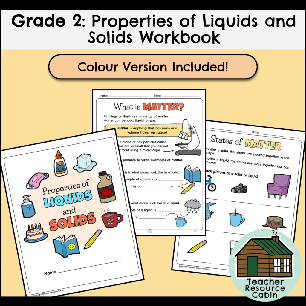 Properties of Liquids and Solids Workbook (Grade 2 Ontario Science ...