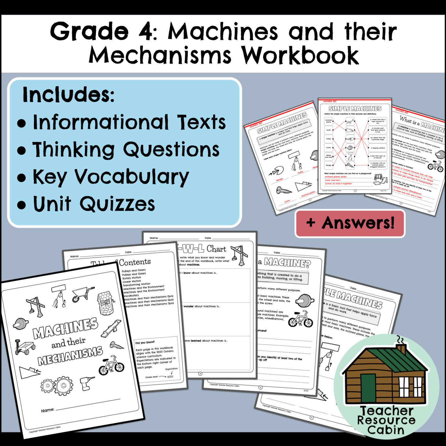 Machines and their Mechanisms Workbook (Grade 4 Ontario Science ...