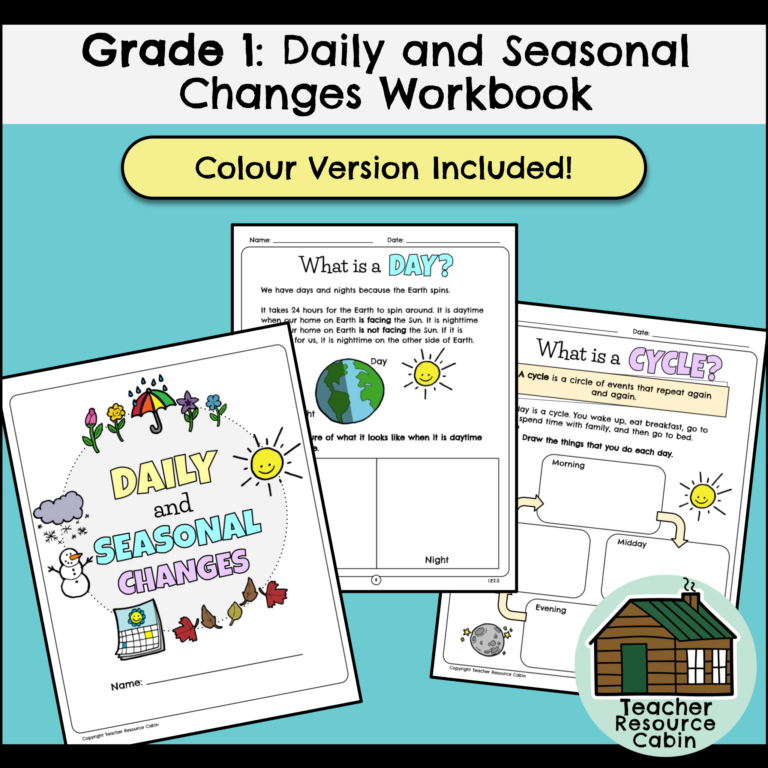 Daily and Seasonal Changes Workbook (Grade 1 Ontario Science) - Teacher ...