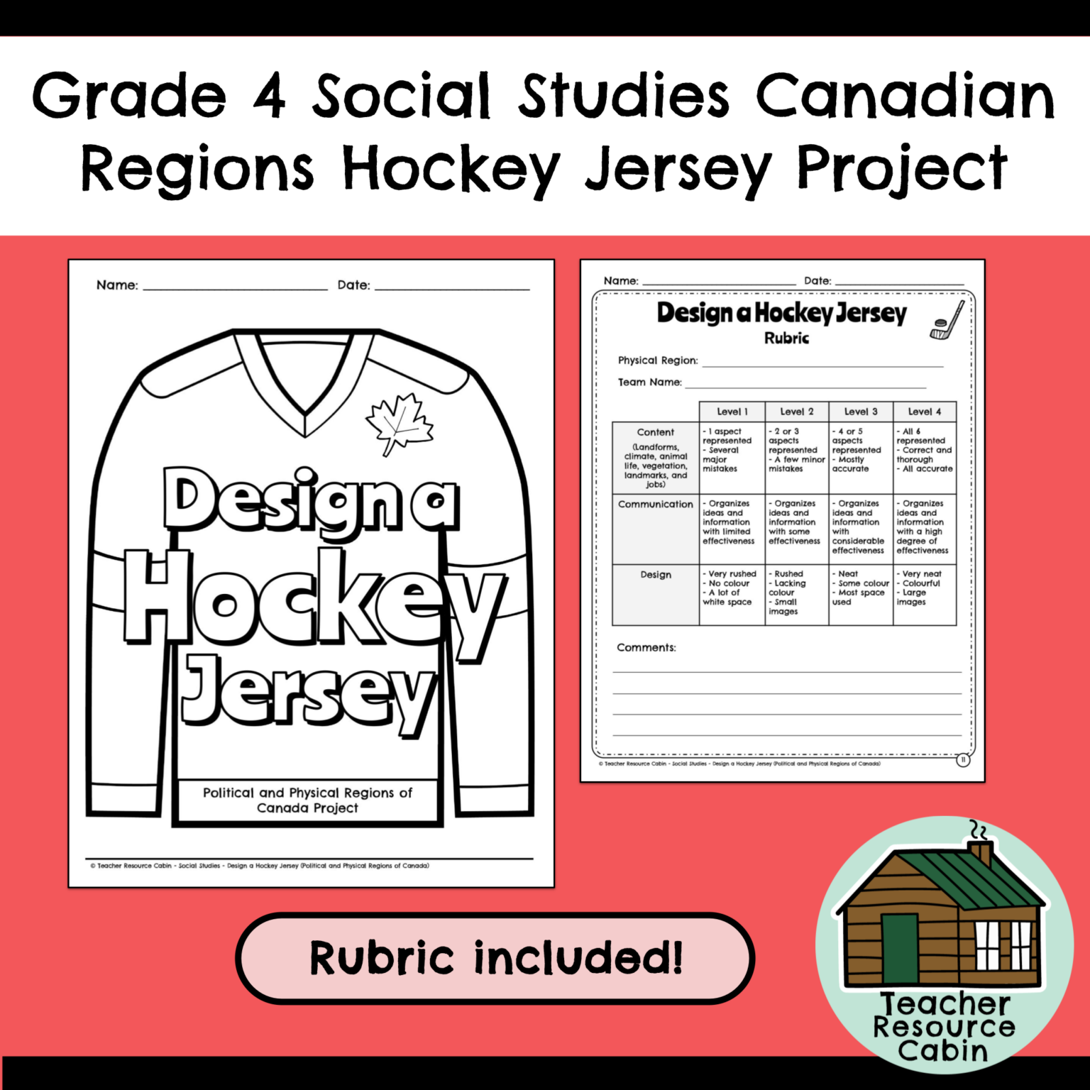 Canadian Physical Regions Hockey Jersey Project (Grade 4 Social Studies ...