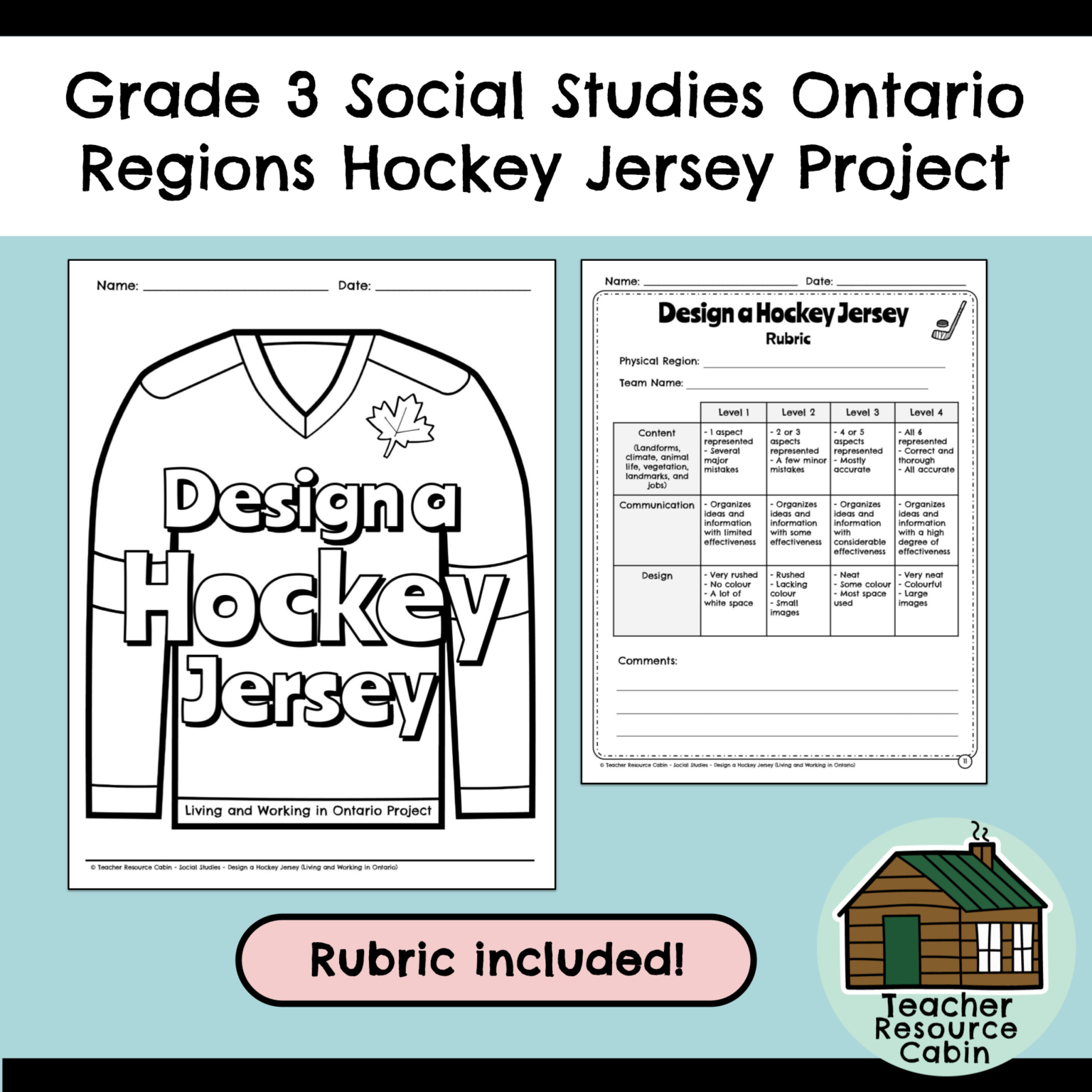 Ontario Regions Hockey Jersey Project (Grade 3 Social Studies ...