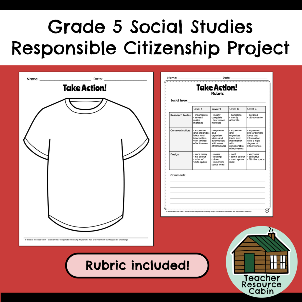 Responsible Citizenship Project - Design a T-Shirt (Grade 5 Social ...
