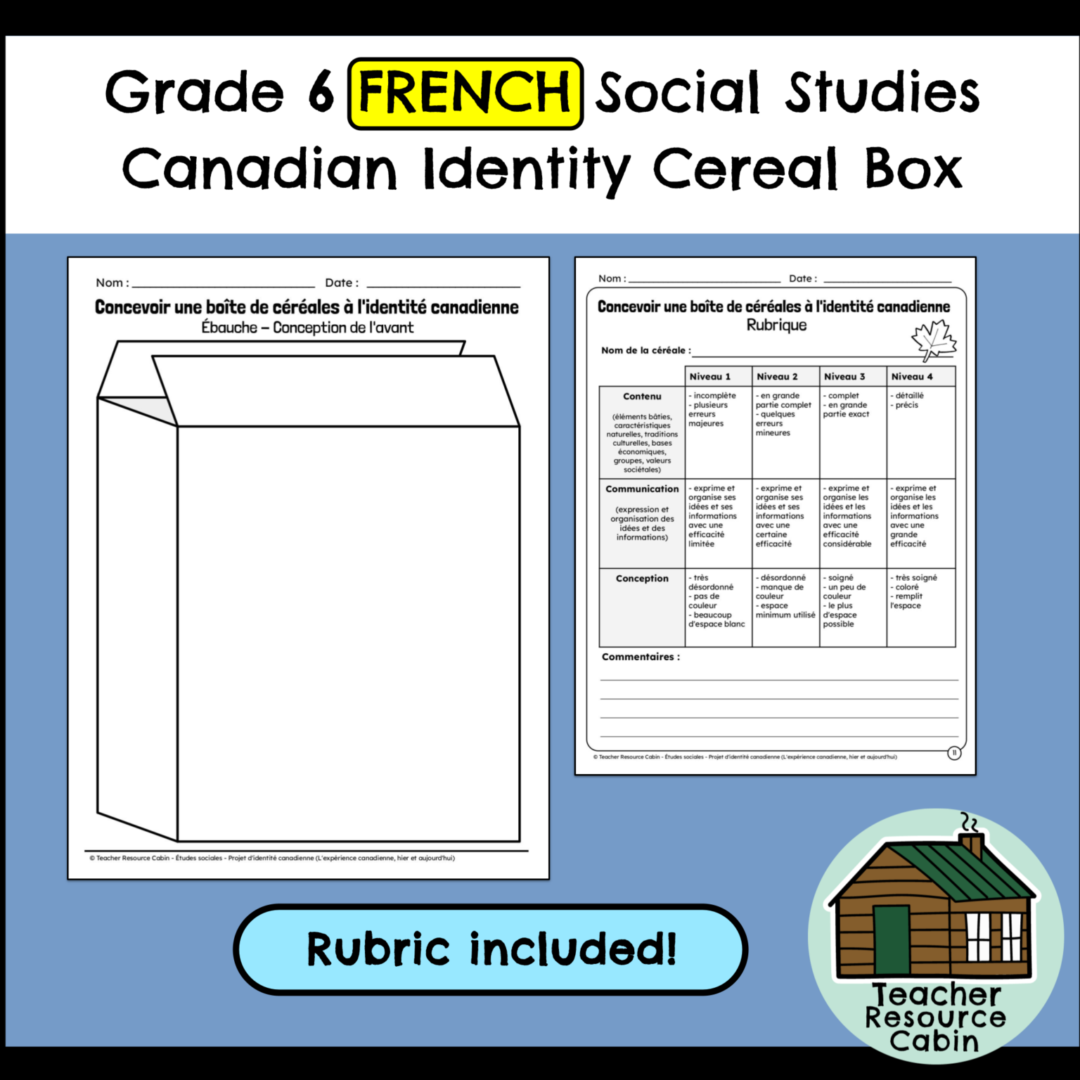 Projet d'identité canadienne | boîte de céréale (Grade 6 FRENCH Social ...