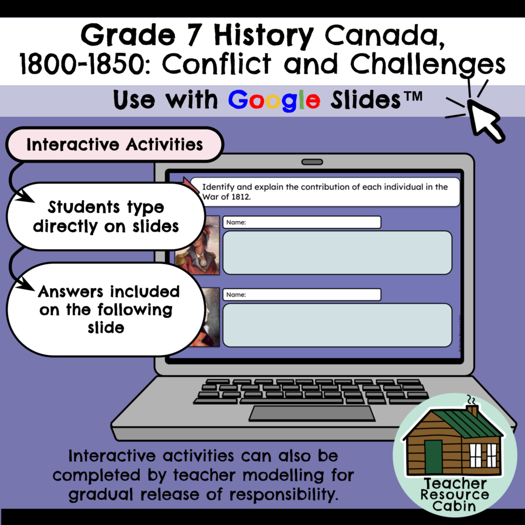 Canada 1800-1850: Conflict and Challenges for Google Slides™ (Grade 7 ...