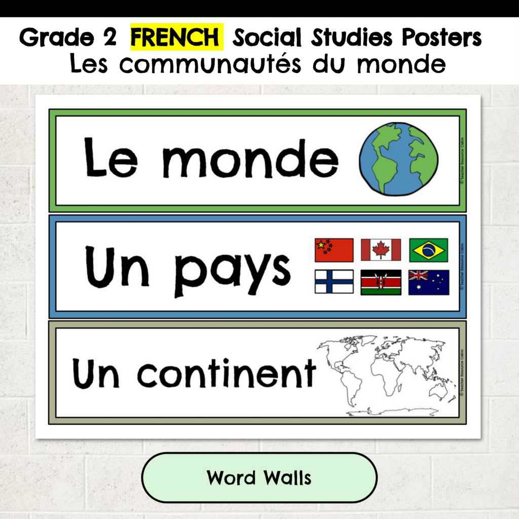 Les communautés du monde Word Wall and Posters (Grade 2 FRENCH Social ...