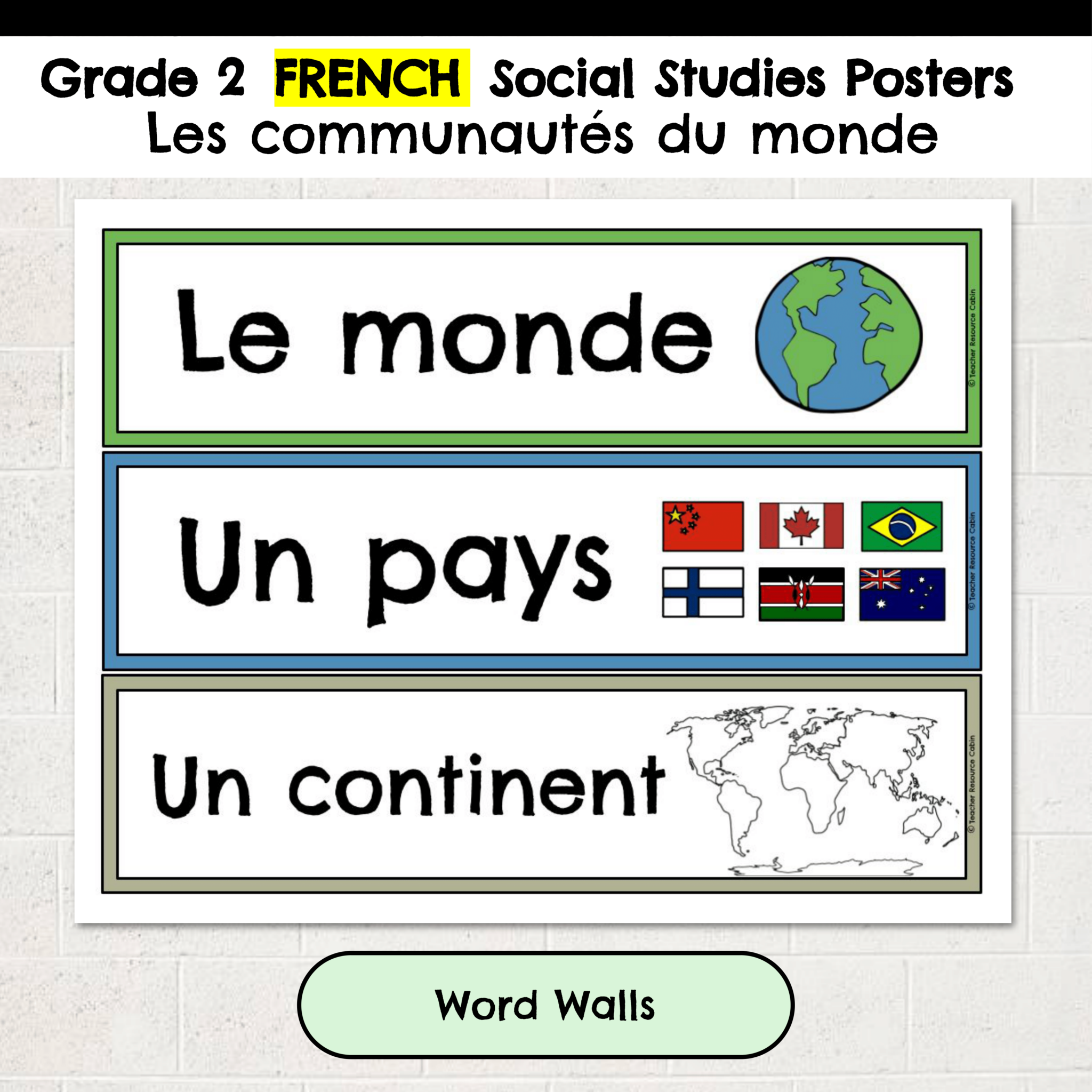 Les communautés du monde Word Wall and Posters (Grade 2 FRENCH Social ...