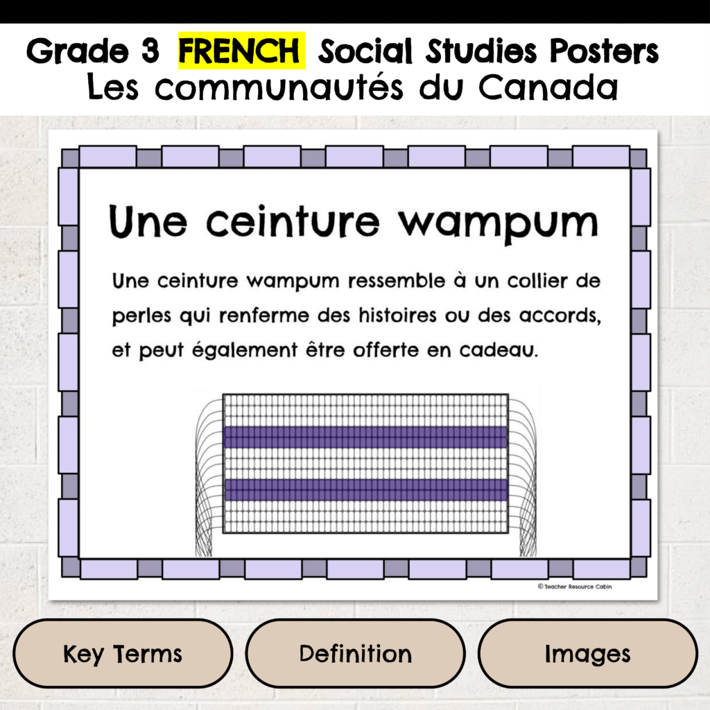 Les communautés du Canada Word Wall and Posters (Grade 3 FRENCH Social ...