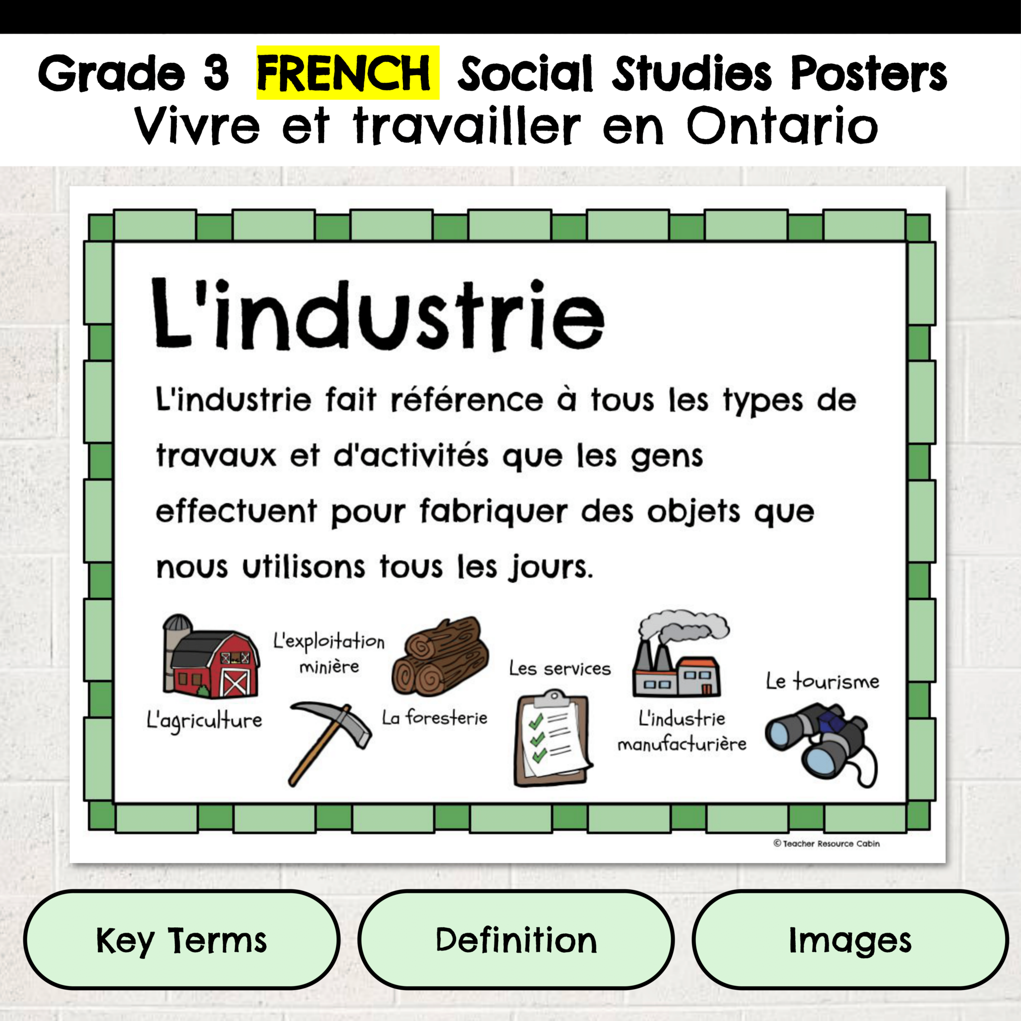 Vivre et travailler en Ontario Word Wall & Posters (Gr 3 FRENCH Social ...
