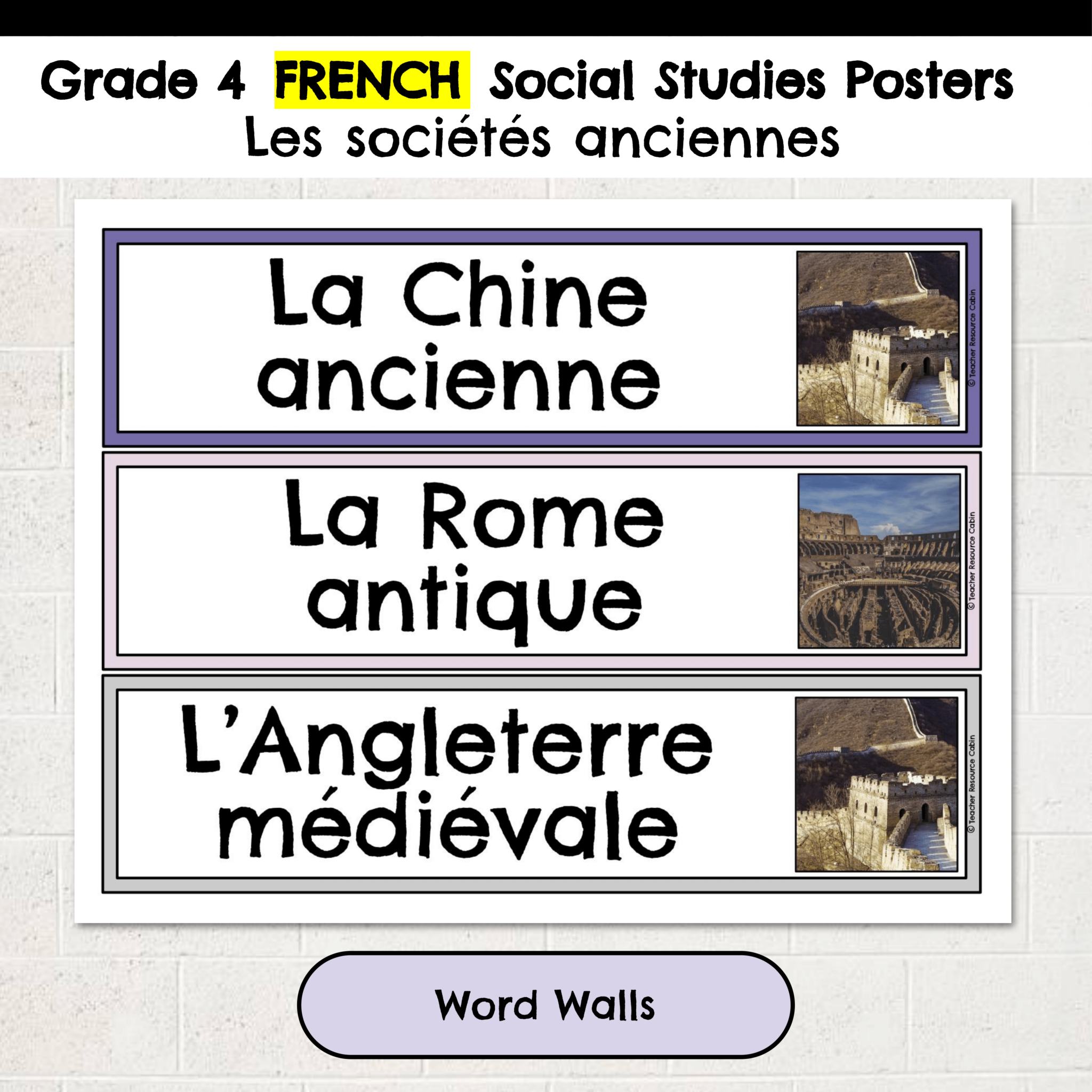 Les sociétés anciennes Word Wall and Posters (Grade 4 FRENCH Social ...