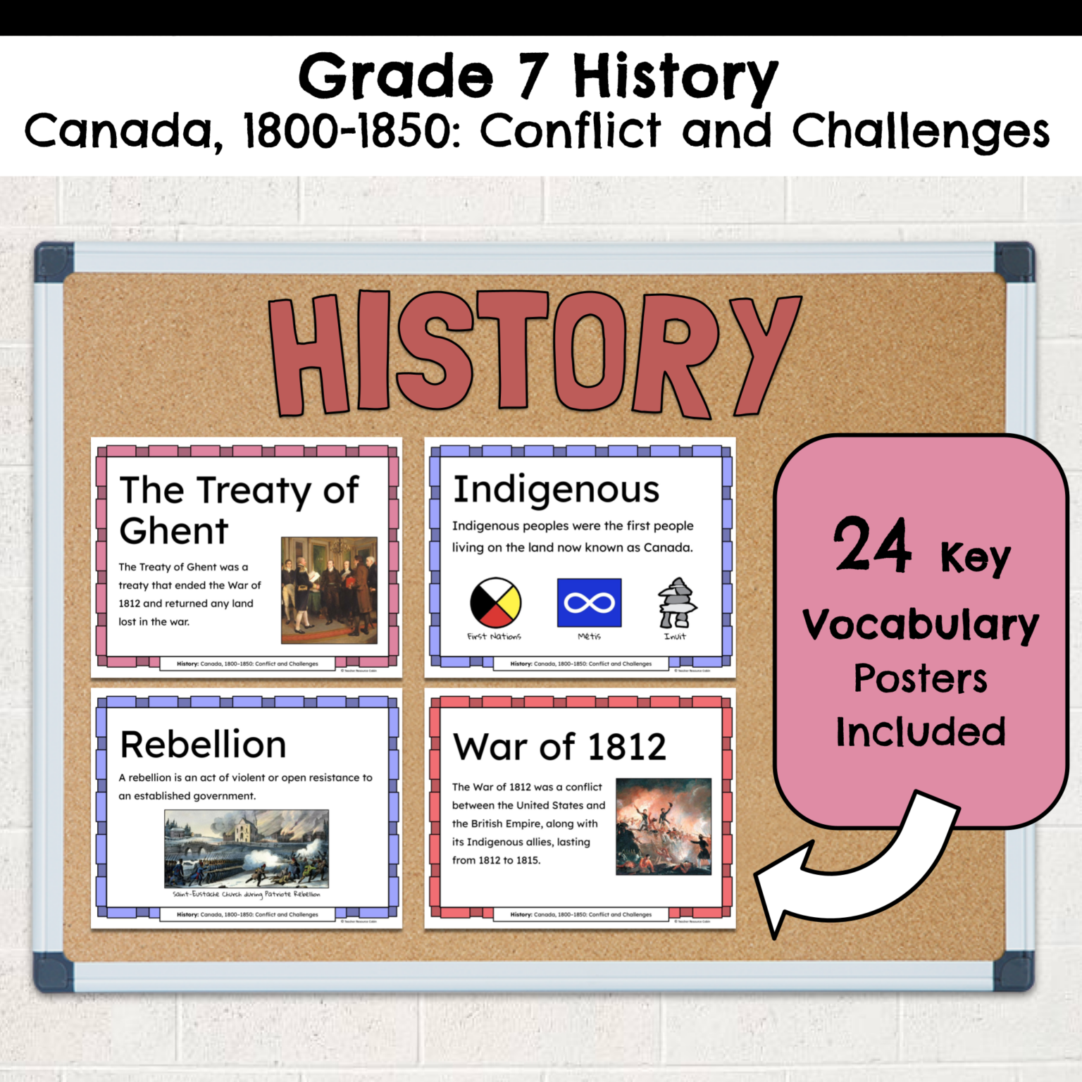 Canada 1800-1850 Conflict and Challenges Word Wall and Posters (Grade 7 ...