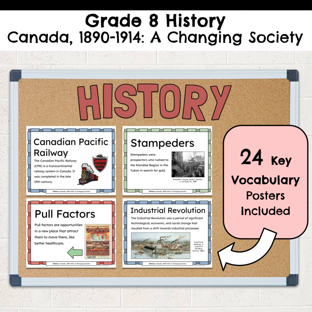 Canada 1890-1914: A Changing Society Word Wall and Posters (Grade 8 ...