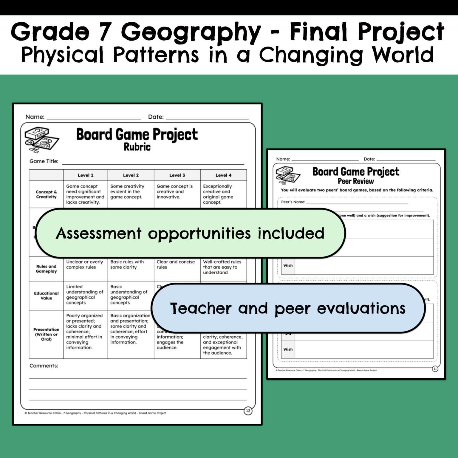 Board Game Project - Physical Patterns in a Changing World (Grade 7 ...