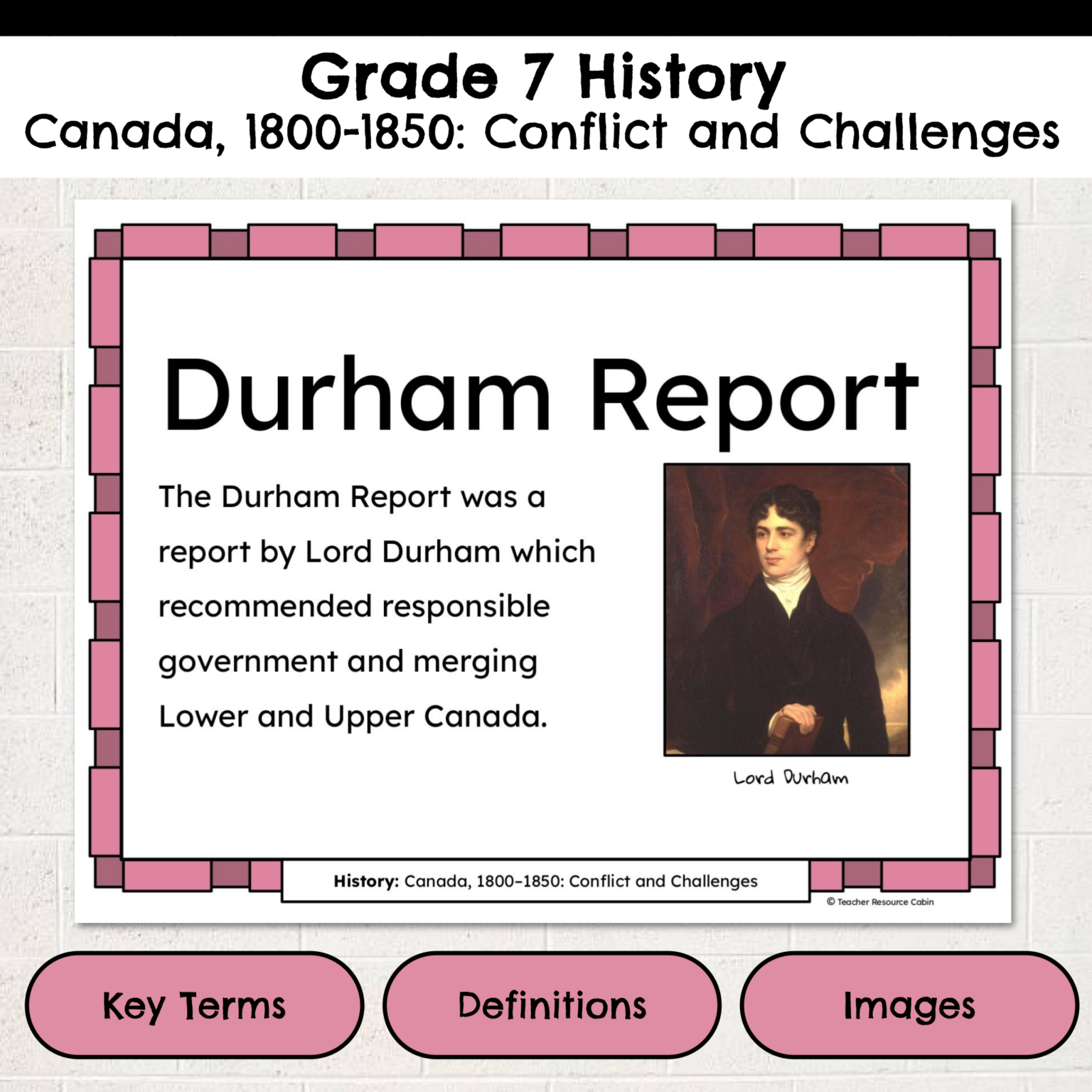 Canada 1800-1850 Conflict and Challenges Word Wall and Posters (Grade 7 ...