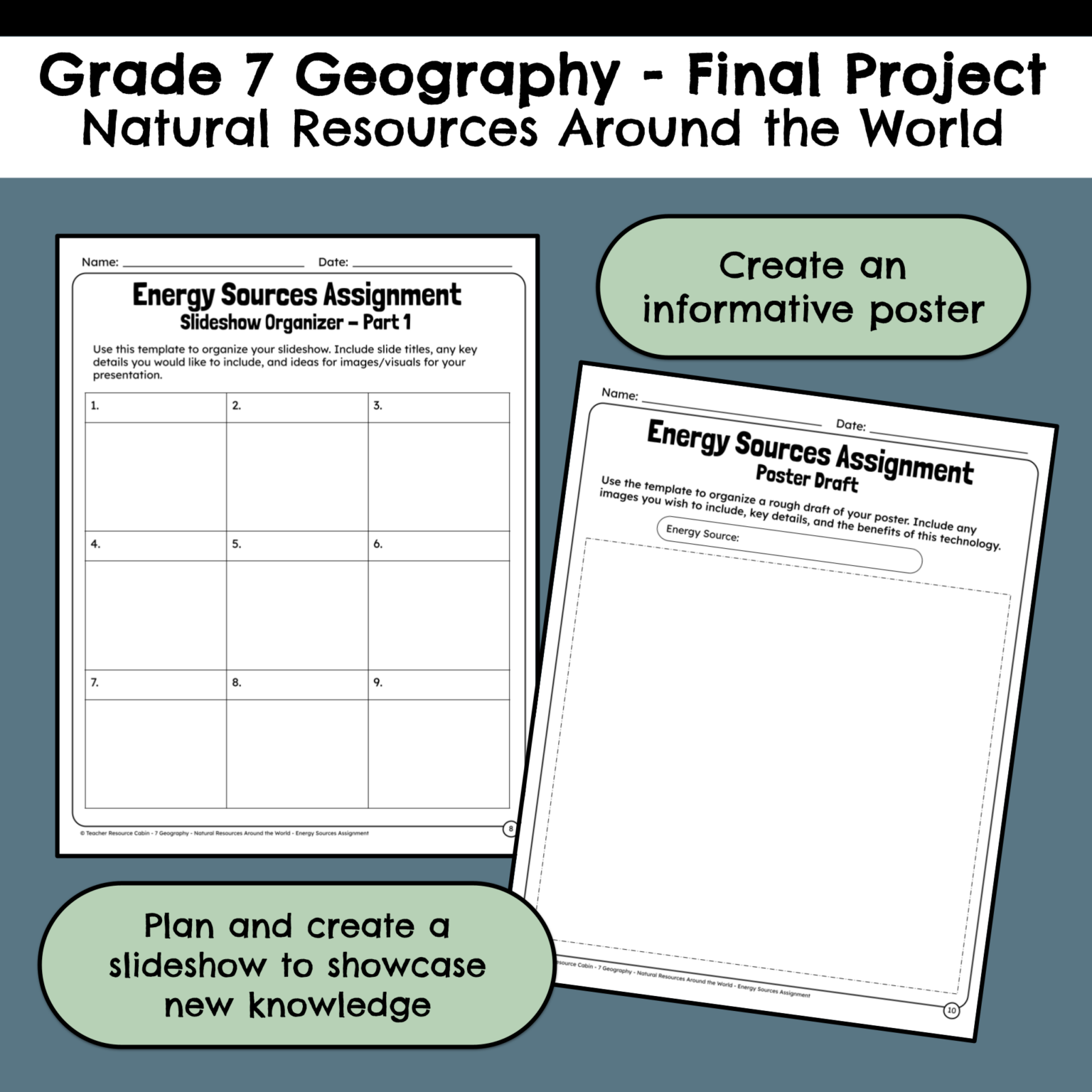 Energy Sources Project - Natural Resources Around the World (Grade 7 ...