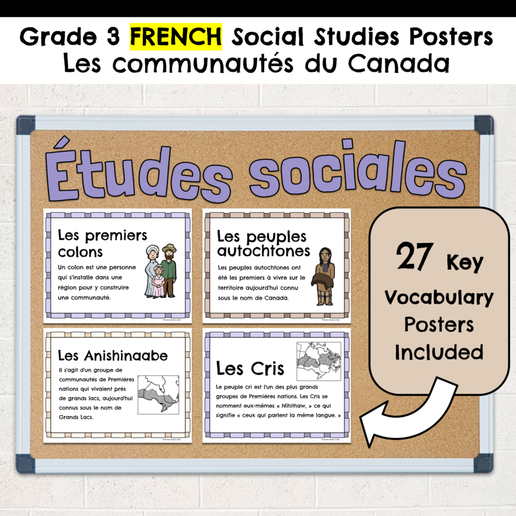 Les communautés du Canada Word Wall and Posters (Grade 3 FRENCH Social ...