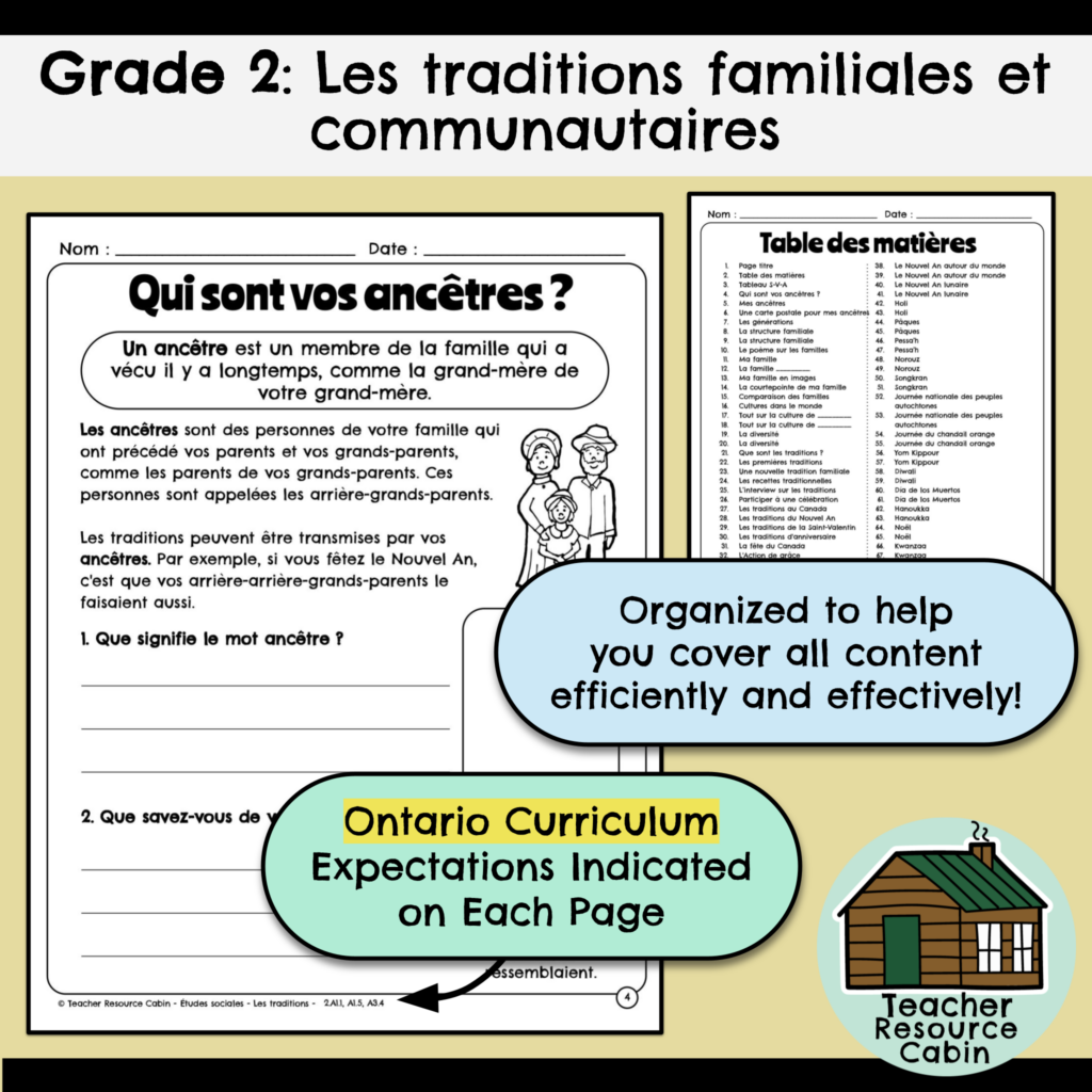 Les traditions familiales et communautaires (Grade 2 FRENCH Social ...