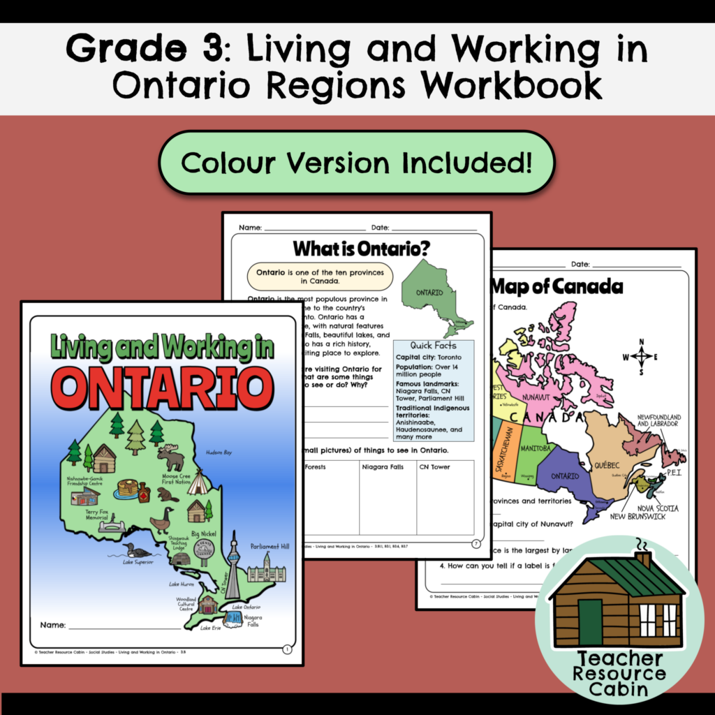 Living and Working in Ontario Regions Workbook (Grade 3 Social Studies ...