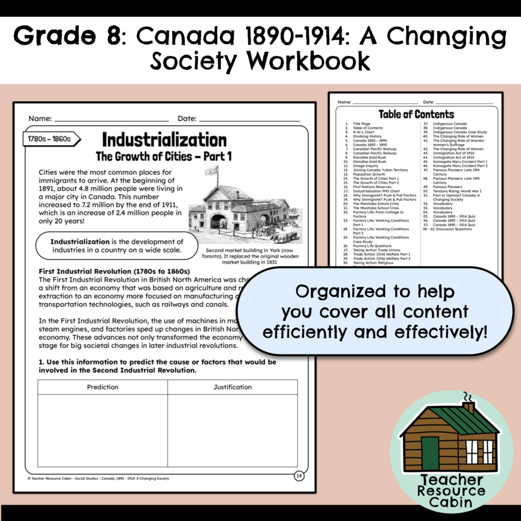 Canada 1890-1914: A Changing Society Workbook (Grade 8 Ontario History ...