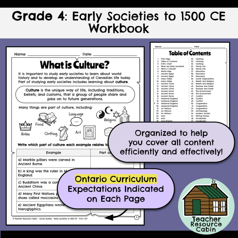 Early Societies to 1500 CE Workbook (Grade 4 Ontario Social Studies ...
