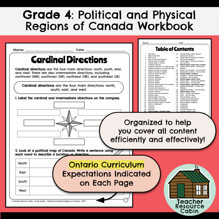 Political and Physical Regions of Canada Workbook (Grade 4 Social ...