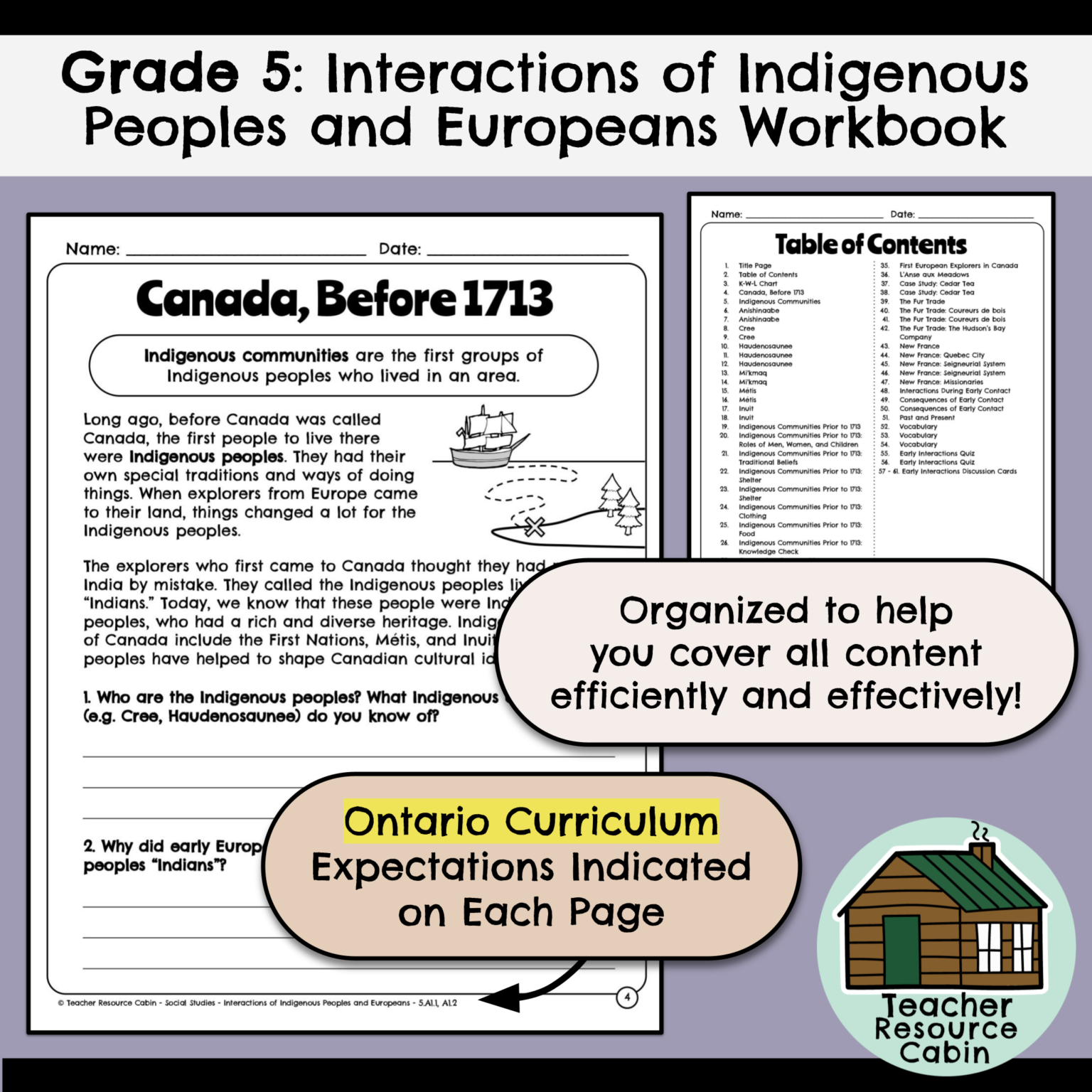 Interactions of Indigenous Peoples and Europeans (Grade 5 Social ...