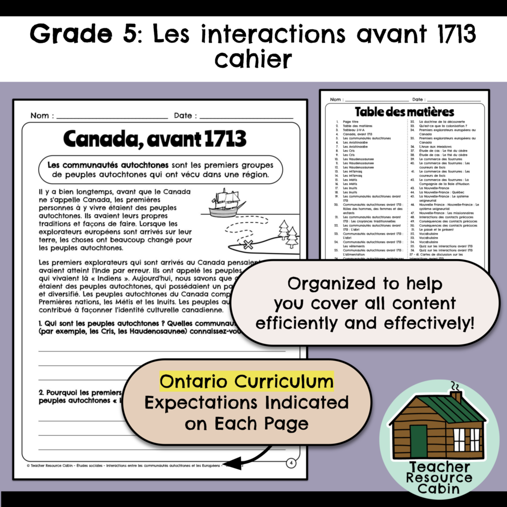 Les interactions avant 1713 (Grade 5 FRENCH Social Studies) - Teacher ...