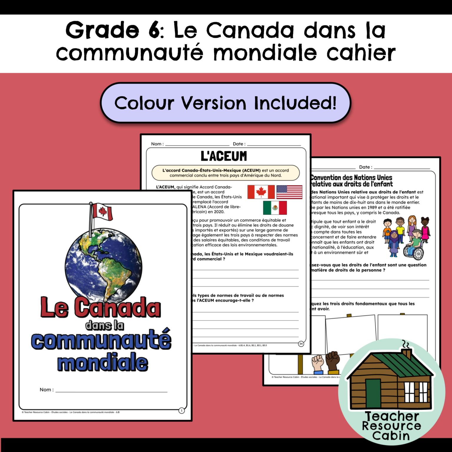 Le Canada dans la communauté mondiale cahier (Grade 6 FRENCH Social ...