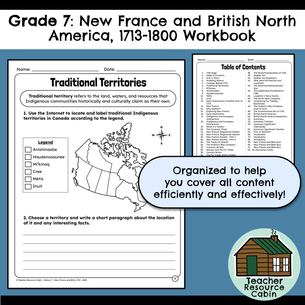 New France and British North America, 1713-1800 Workbook (Grade 7 ...