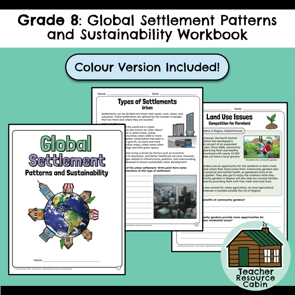 Global Settlement Patterns and Sustainability Workbook (Grade 8 ...