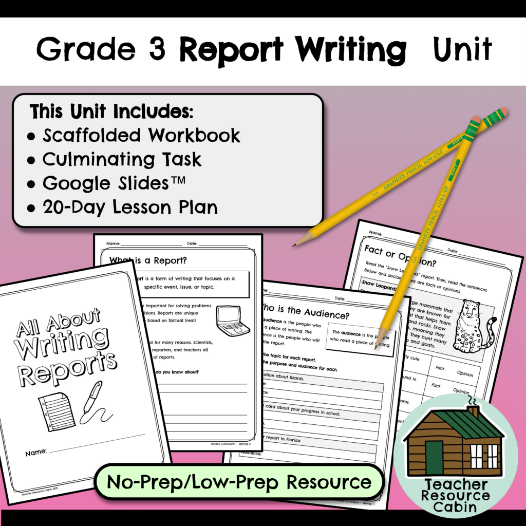 Grade 3 Report Writing Unit (Printable + Google Slides™) - Teacher ...