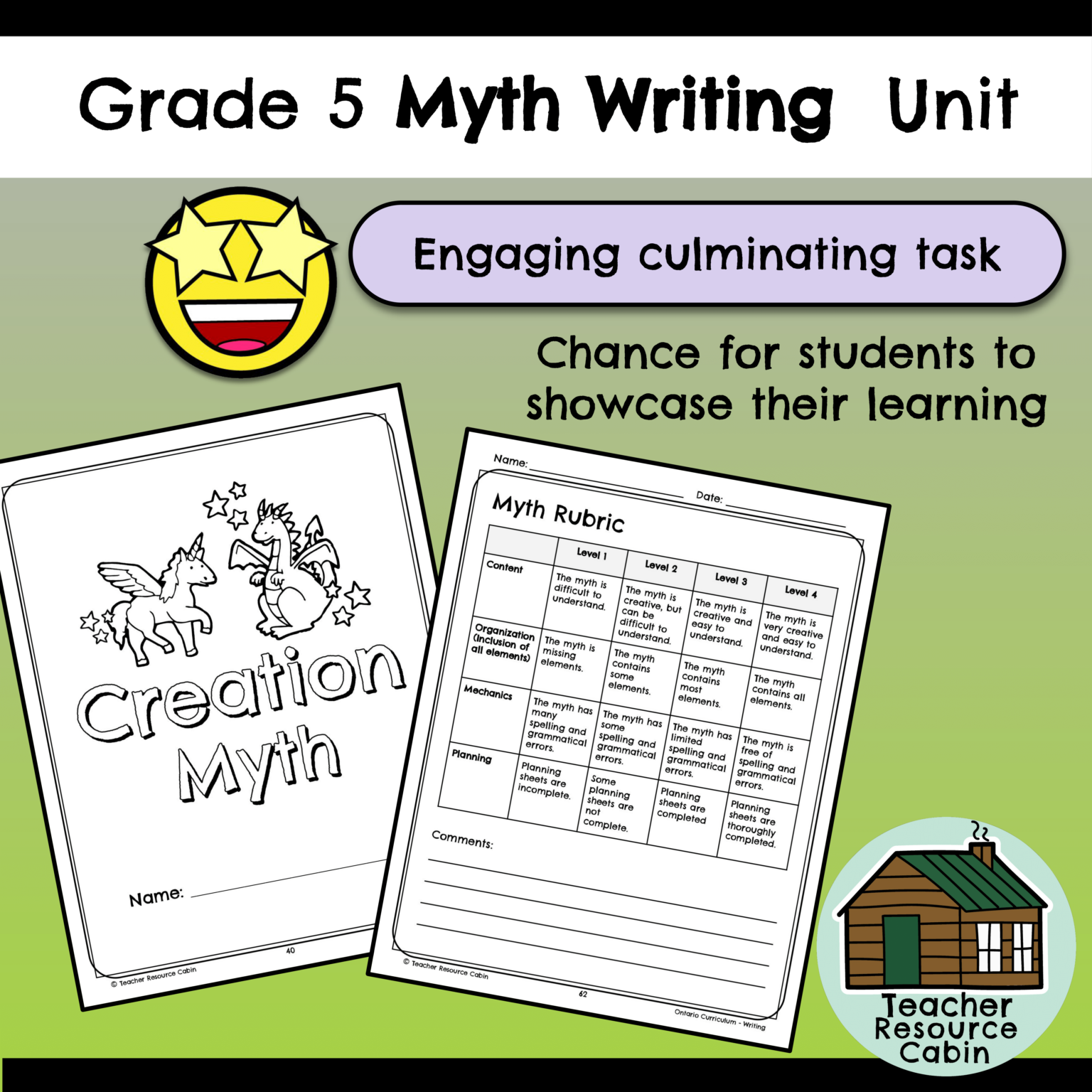 Grade 5 Myth Writing Unit (Printable + Google Slides™) - Teacher ...