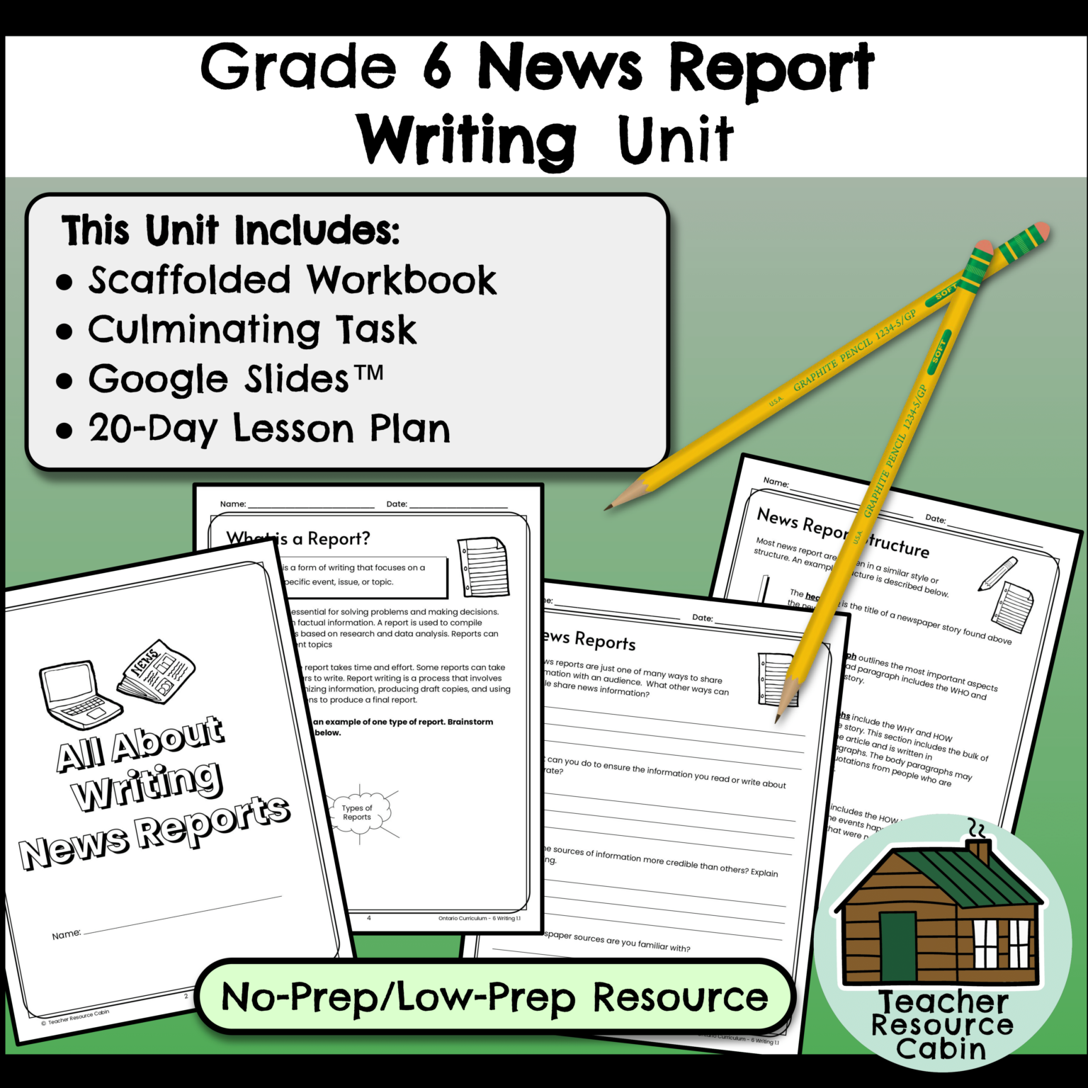 Grade 6 News Report Writing Unit (Printable + Google Slides™) - Teacher ...