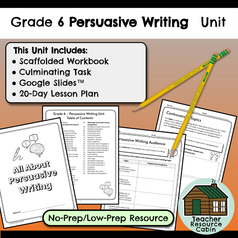 Grade 6 Persuasive Writing Unit (Printable + Google Slides™) - Teacher ...