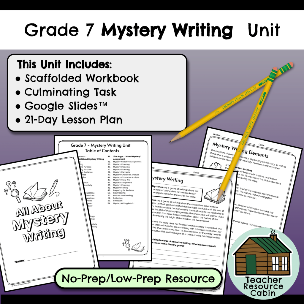 Grade 7 Mystery Narrative Writing Unit (Printable + Google Slides ...